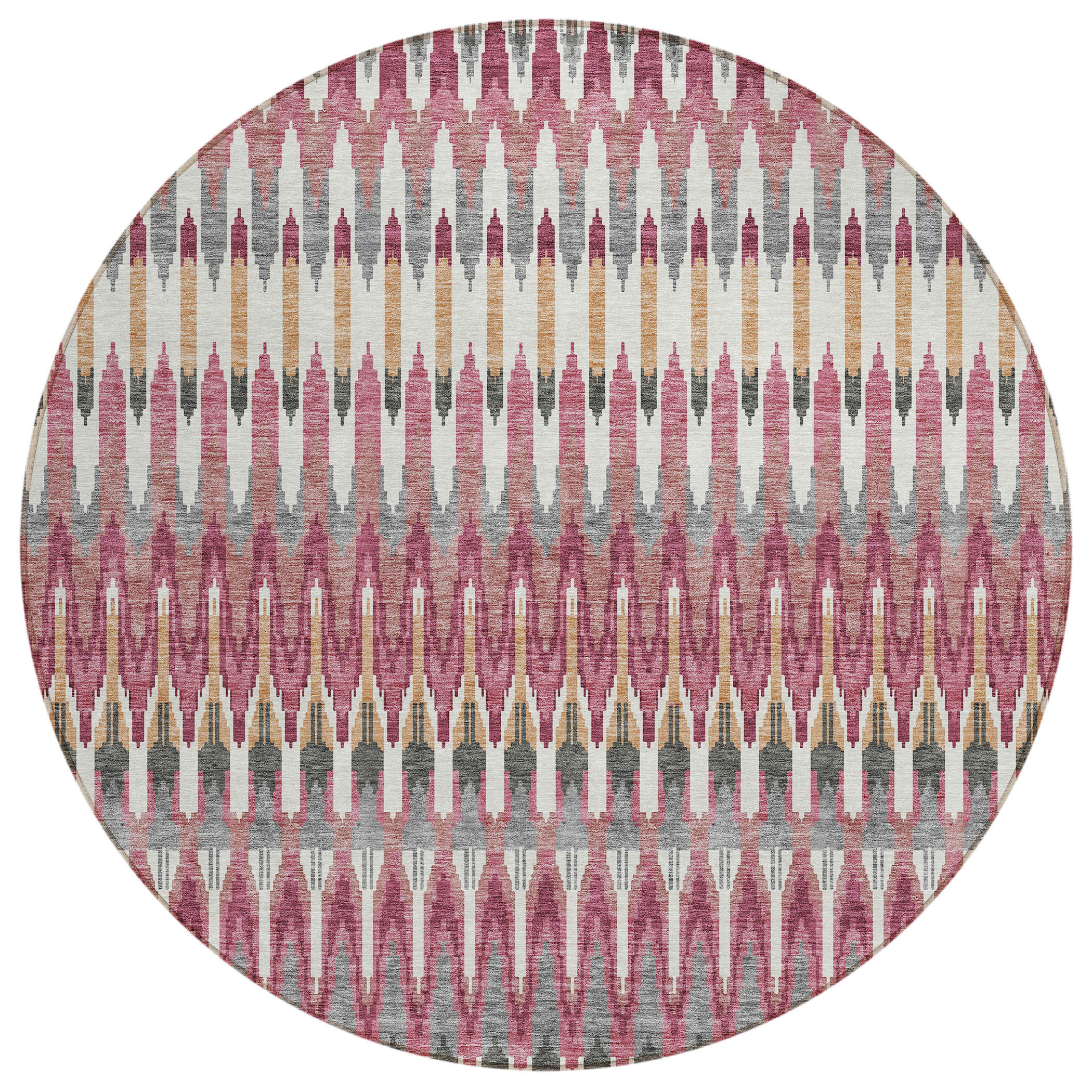 HomeRoots 8' Merlot Round Southwestern Washable Indoor Outdoor Area Rug ...