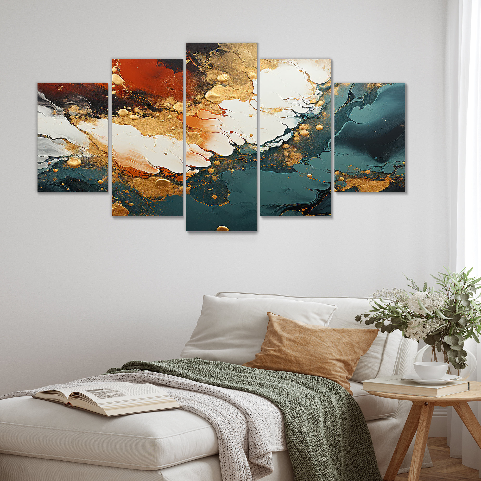 Ivy Bronx Orange And Gold Ripple Waves Melody I - Abstract Painting ...