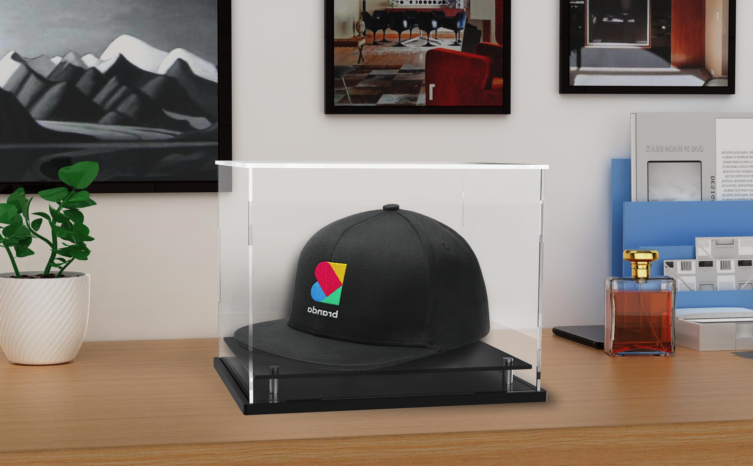 HIRVOK Acrylic Baseball Cap Holder Stand with Stainless Steel Risers ...