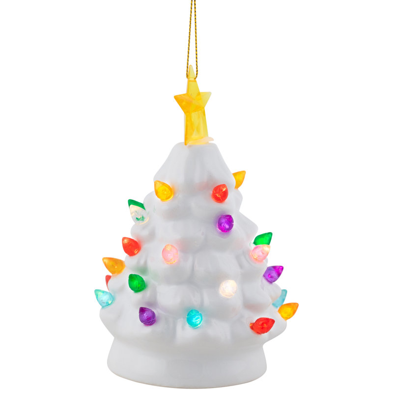 Northlight Seasonal Mini LED Lighted Retro Christmas Tree With Gold ...