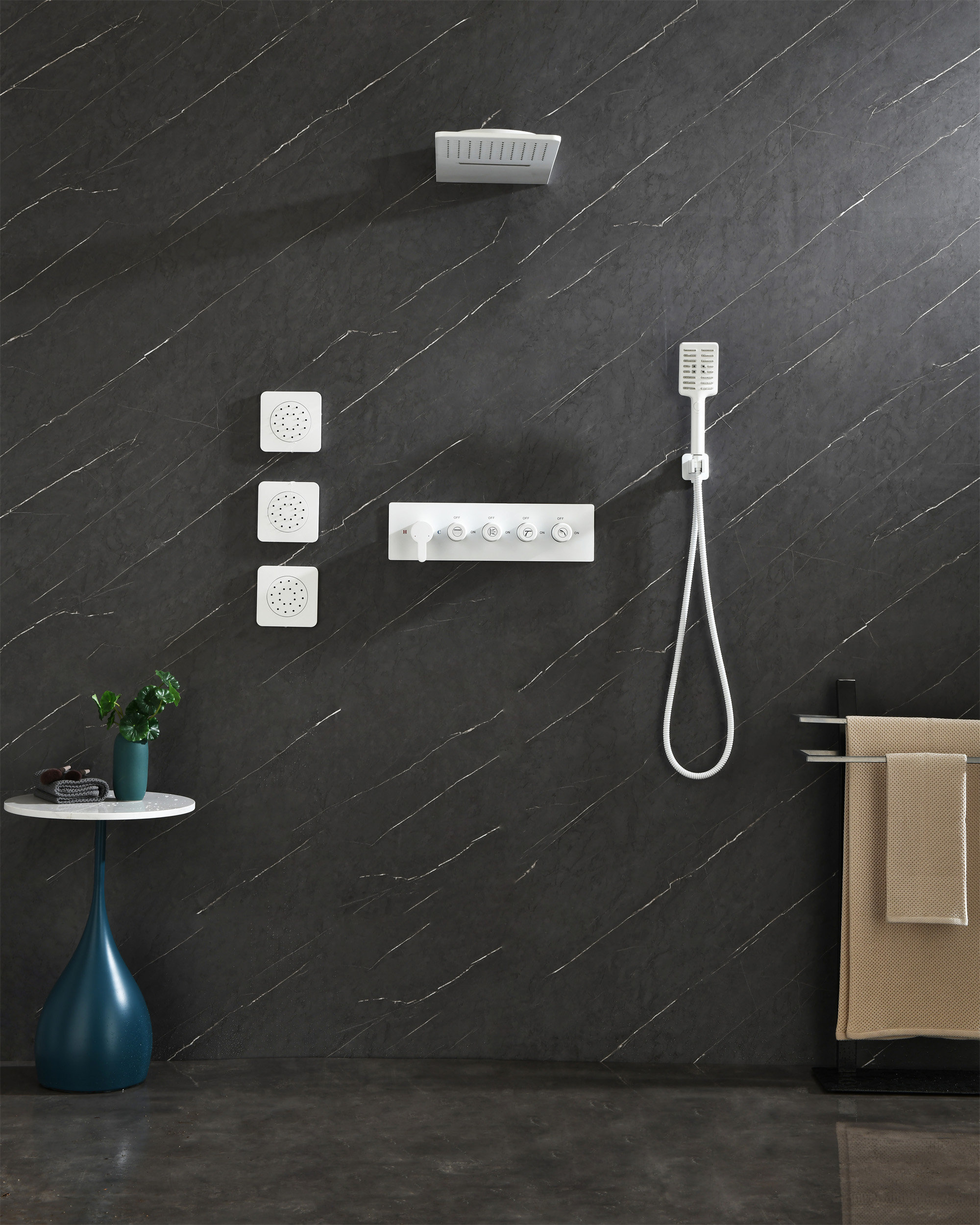 CHENYUANDIANZI Wall Mounted Waterfall Rain Shower System With 3 Body ...