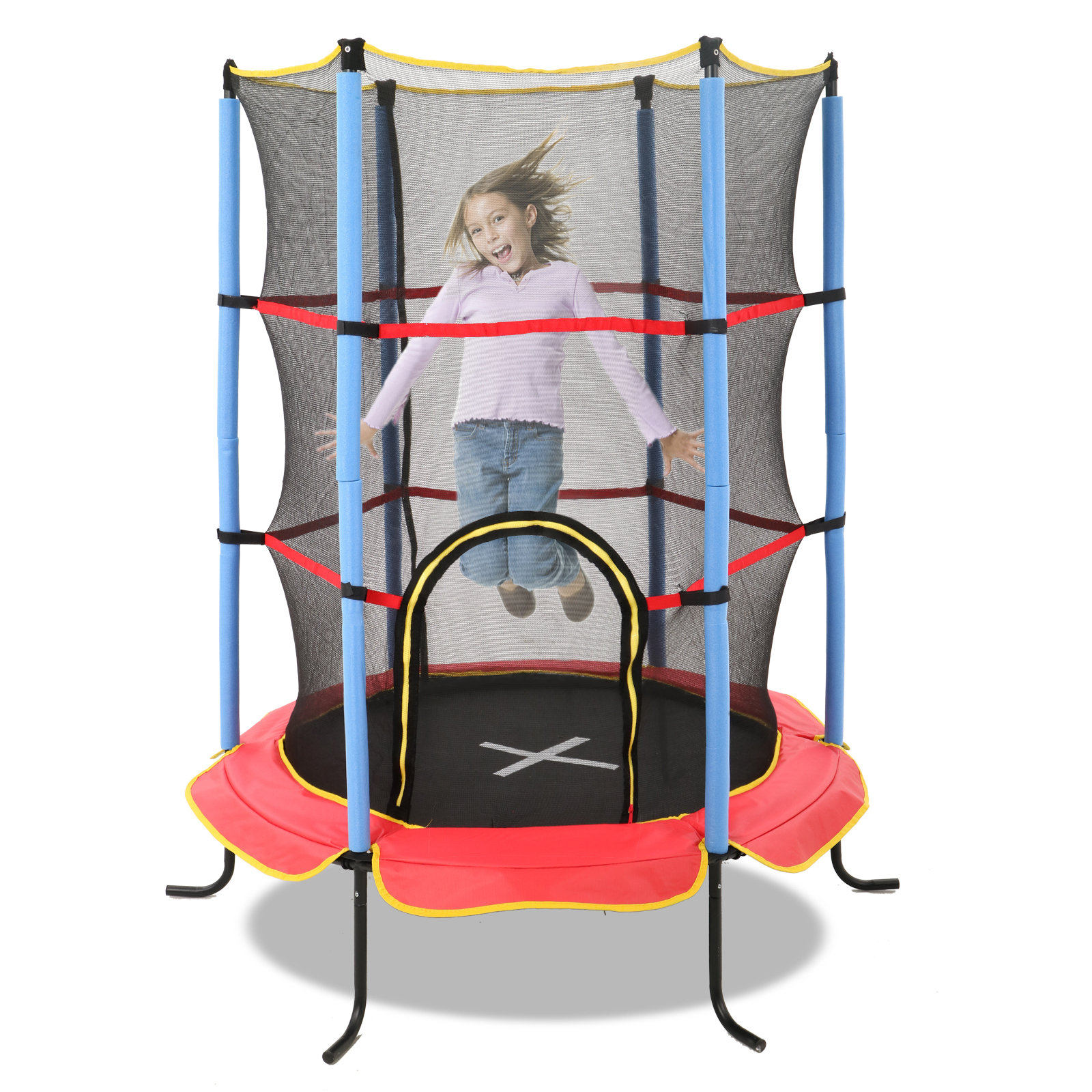 Skybound 4.58' Round Trampoline For Kids With Enclosure System, Indoor ...