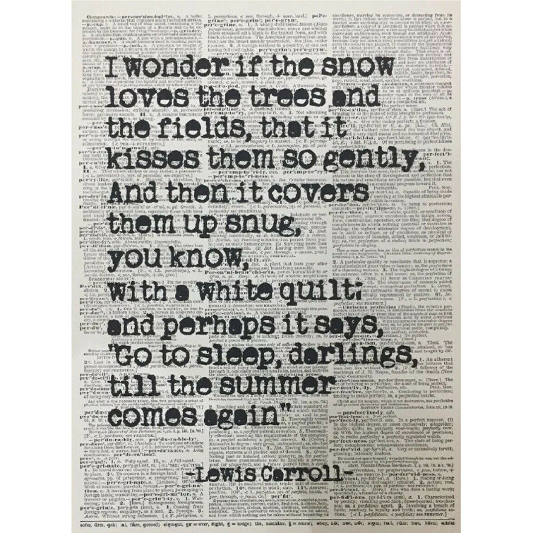Happy Larry A3 Lewis Carroll Quote Dictionary Print - Quirky Snow Wall ...