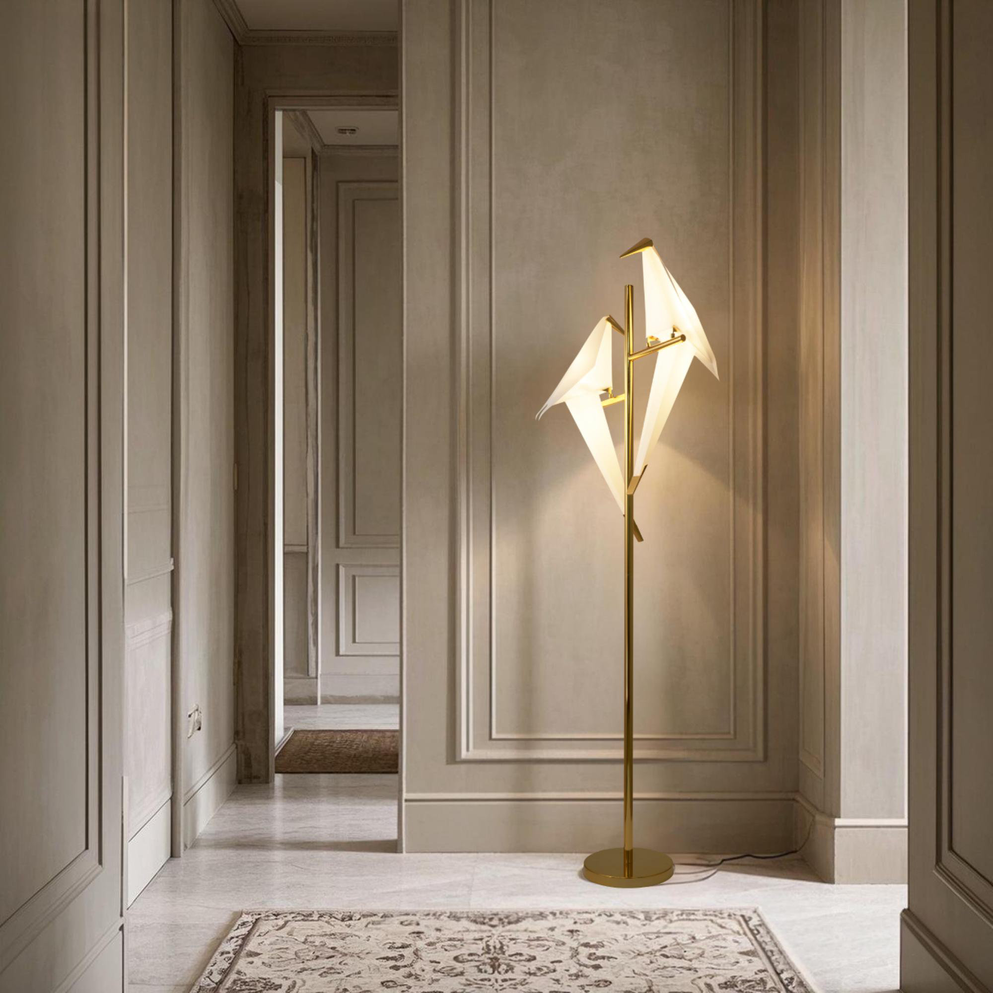 House of Hampton® 2pcs Thousand Paper Cranes Gold Floor Lamp - Self ...