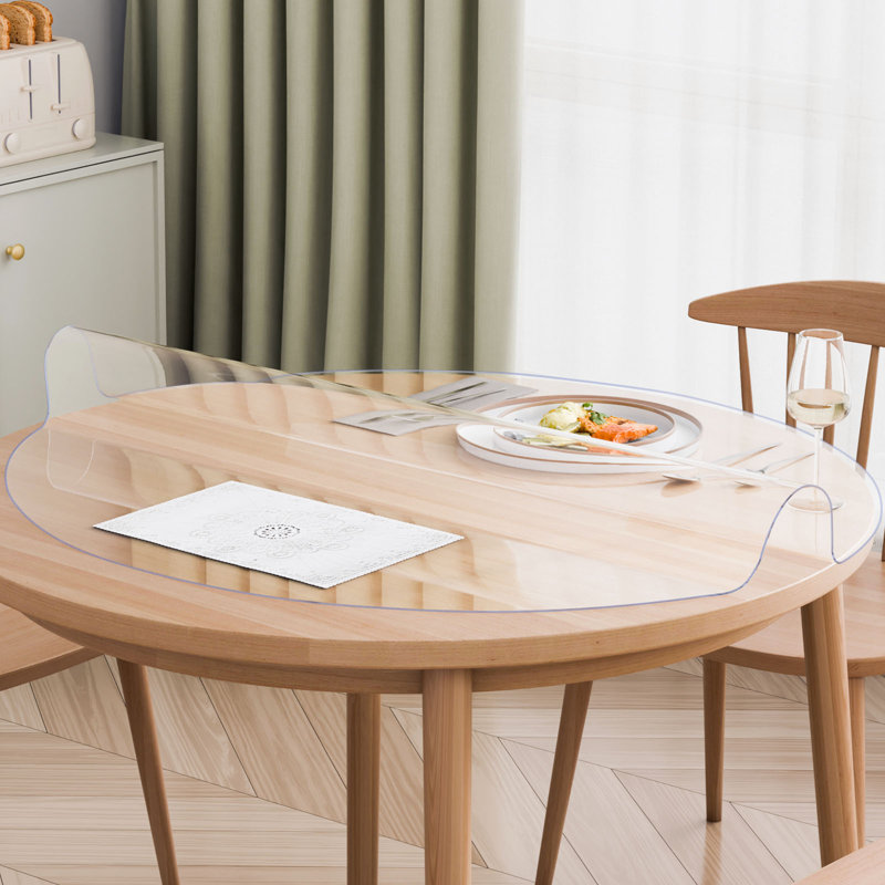 Symple Stuff PVC Table Protector Round Clear Plastic Desk Protector ...