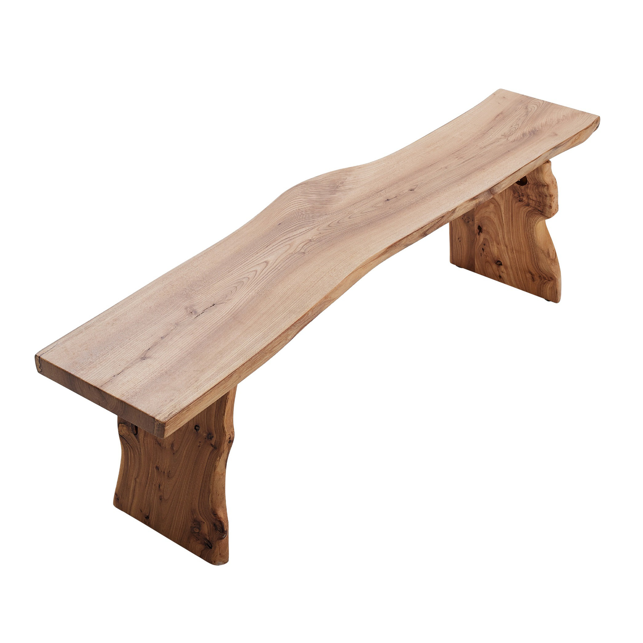 Millwood Pines Charleane Rustic Solid Wood Bench Elm Dining Bench ...