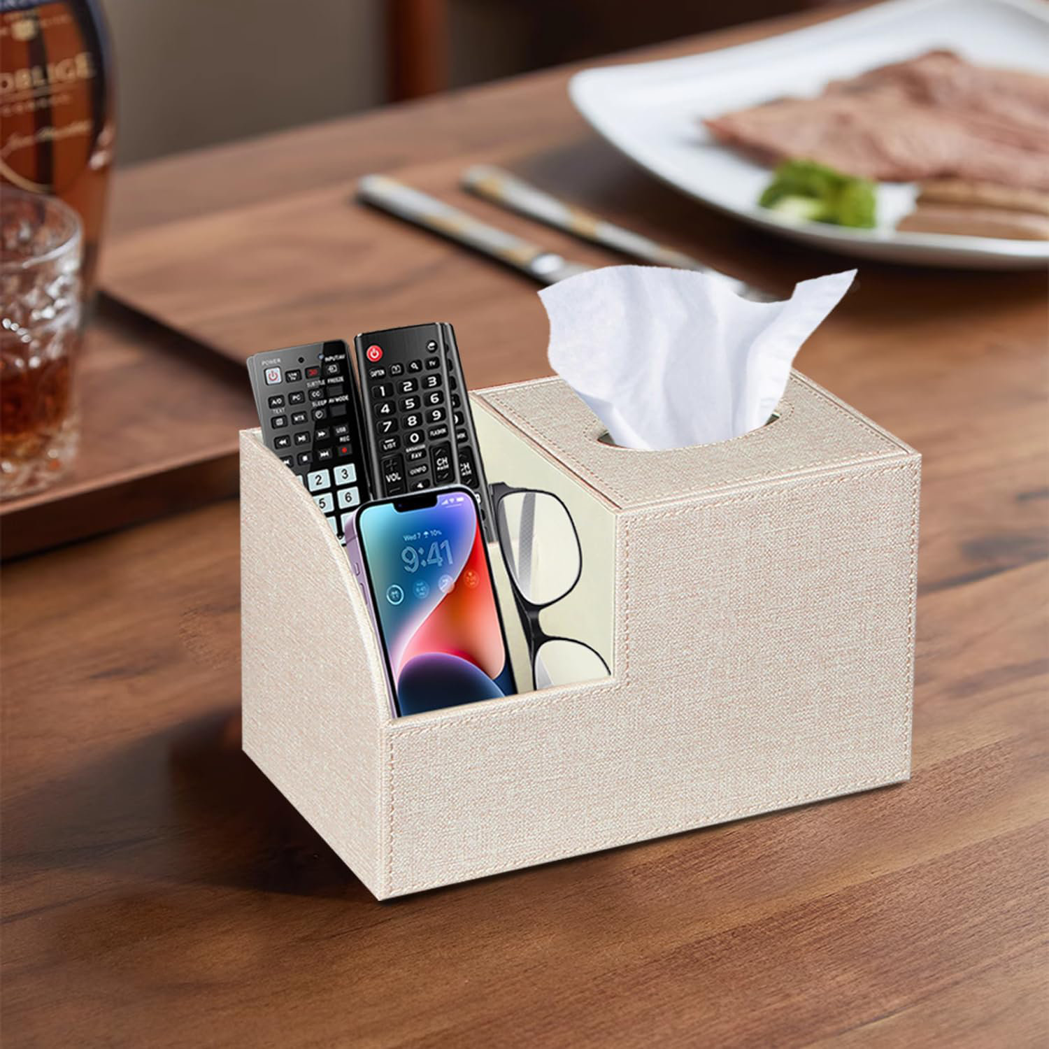 Astoria Grand PU Leather Square Tissue Box Cover - Multi-Functional ...