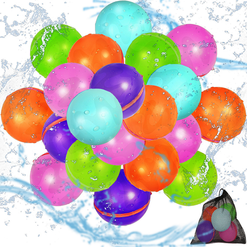 Myfuncorp 20pcs Reusable Water Balloons Quick Fill Splash Refillable ...