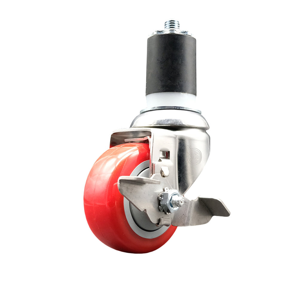 Service Caster 316SS Polyurethane Swivel Expanding Stem Caster Brake ...