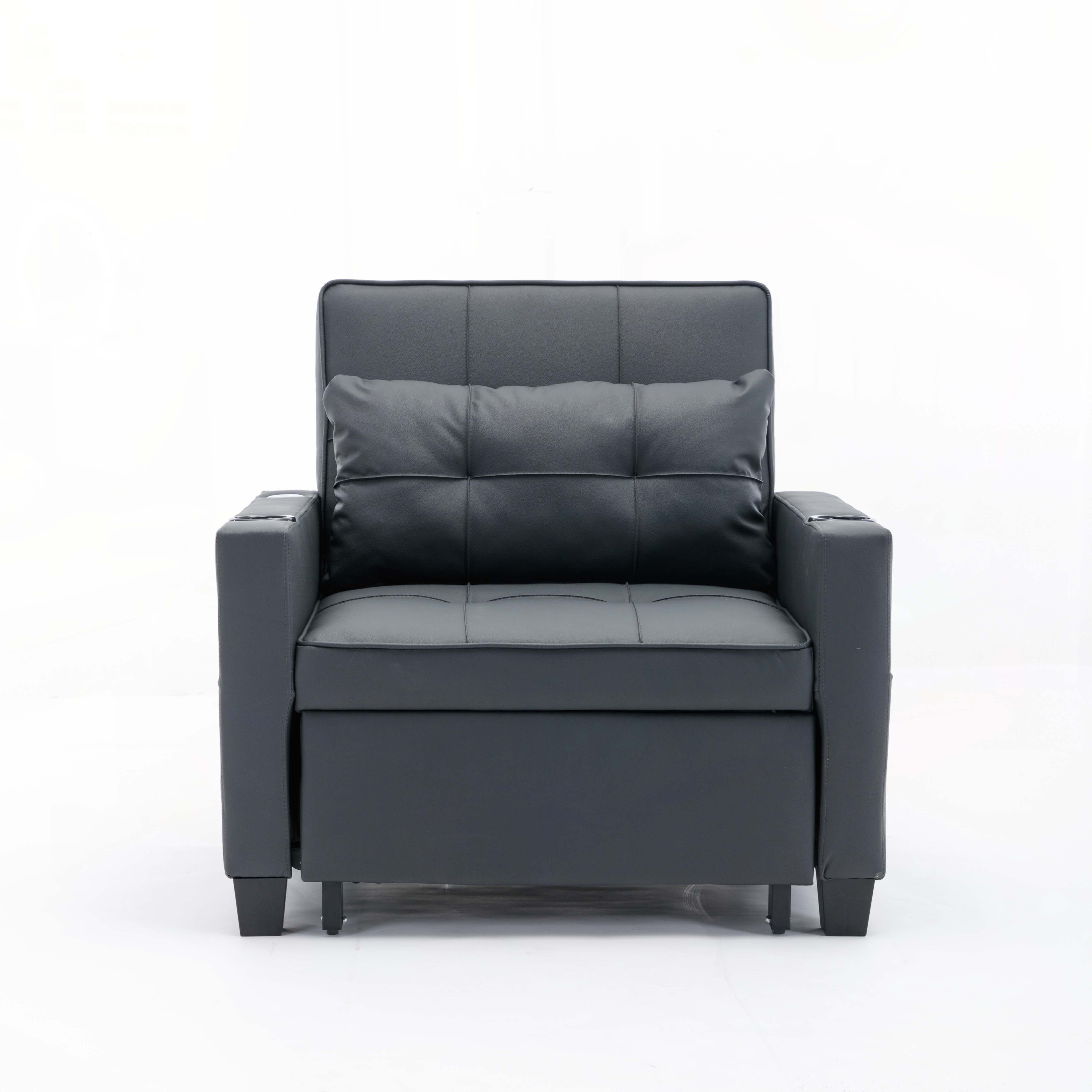 George Oliver Futon Chair Bed Convertible Chair 3-in-1 Pull Out Sleeper ...