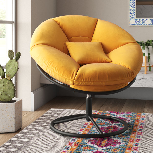 Viv + Rae™ Kimpel Swivel Papasan Chairs, Velvet Armless Chair with ...