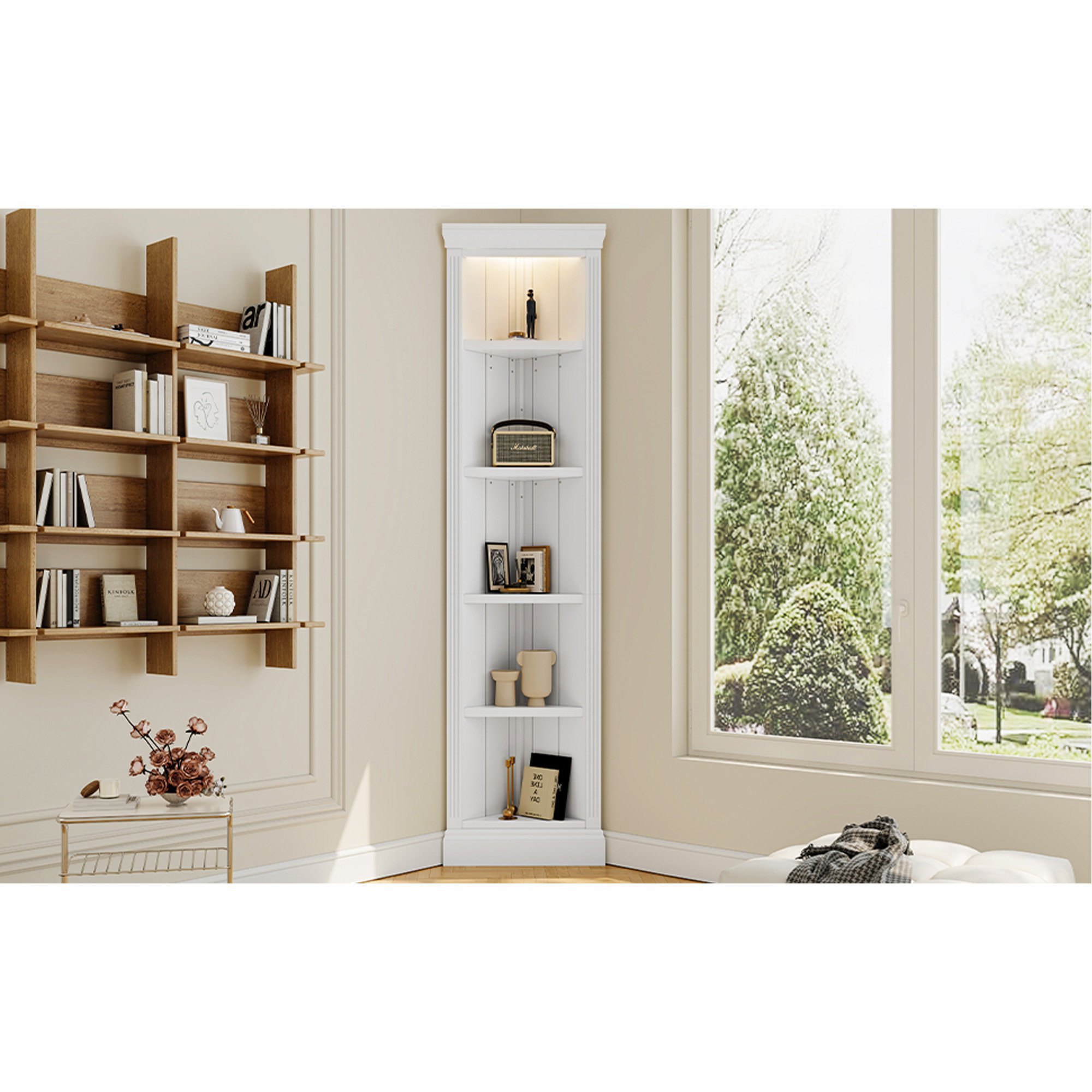 Ebern Designs 83.4"Tall Modern Corner Shelf - Wayfair Canada