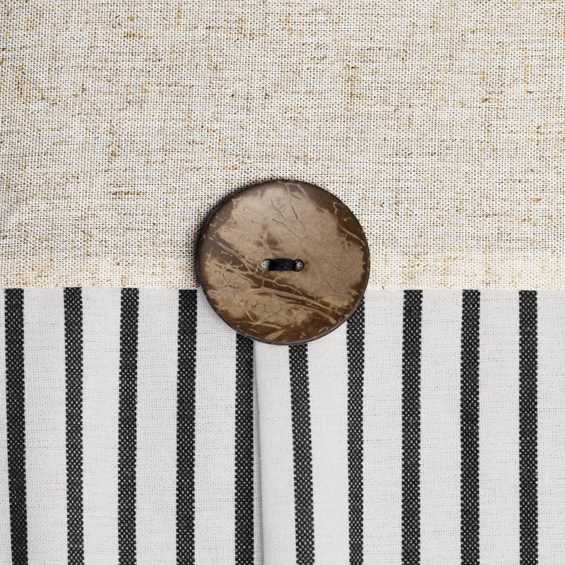 Gracie Oaks Linen Button Farmhouse Beige Shower Curtain | Wayfair