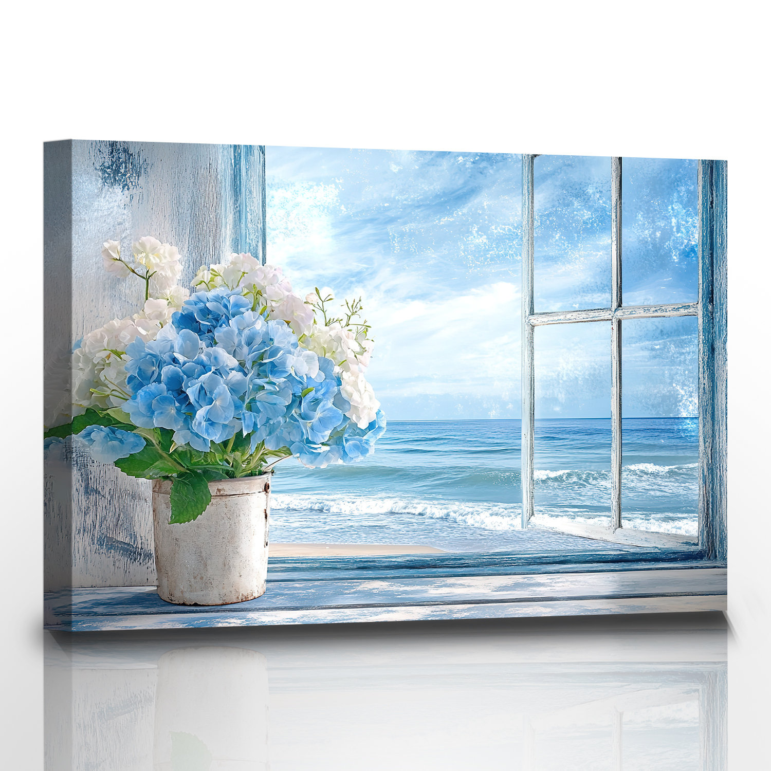 Highland Dunes Rustic Flower Wall Art for Living Room Window Seascape ...