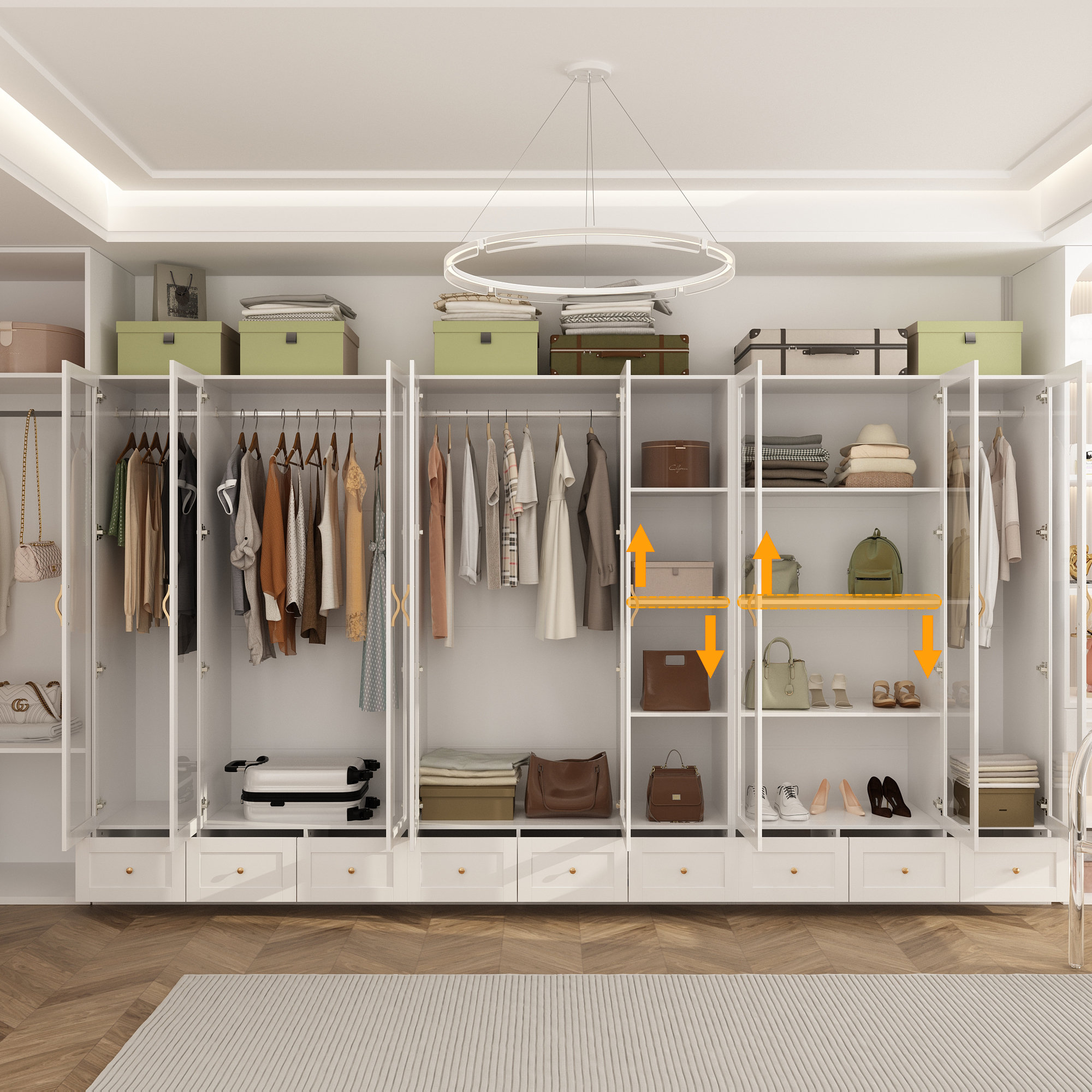 Hokku Designs 8- Door Closet System With 8 Shelves And 9 Drawer | Wayfair