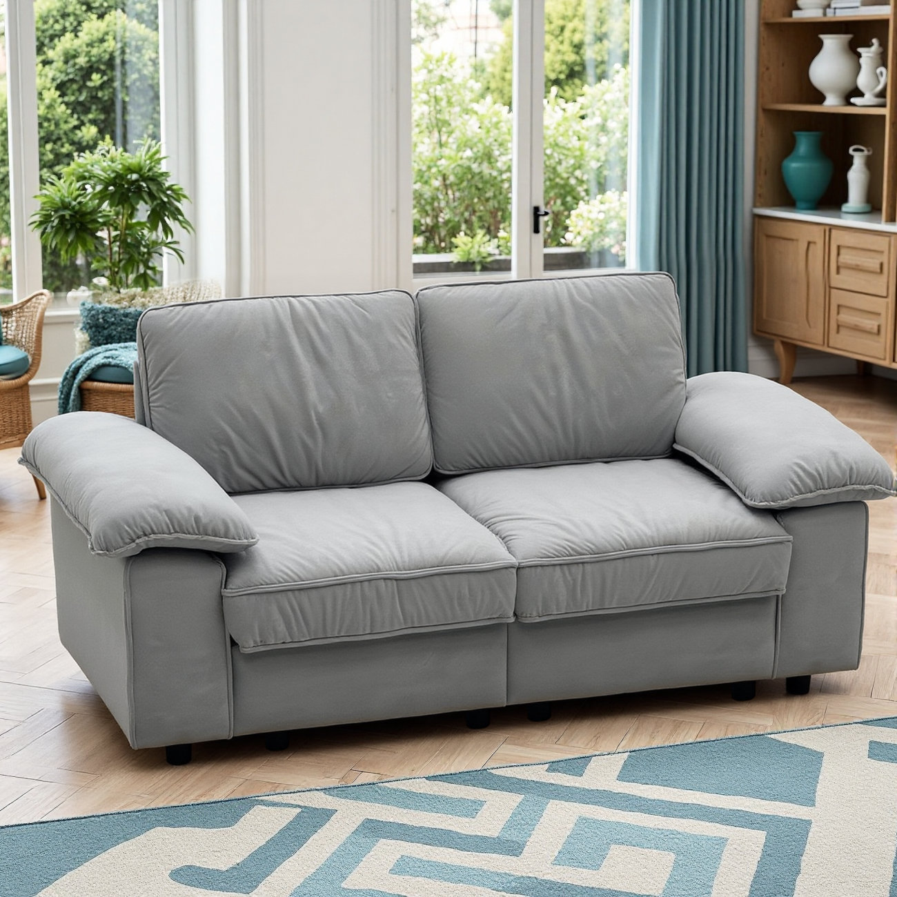 Ivy Bronx FX-P20M-2S-BK (2.5S SOFA)78.74Black Velvet Compact Sofa With ...