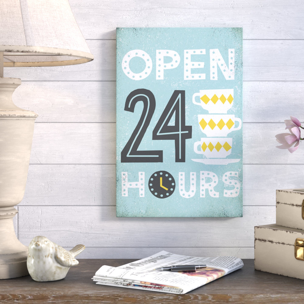 August Grove Retro Diner (Open 24 Hours I) Textual Art on Wrapped ...