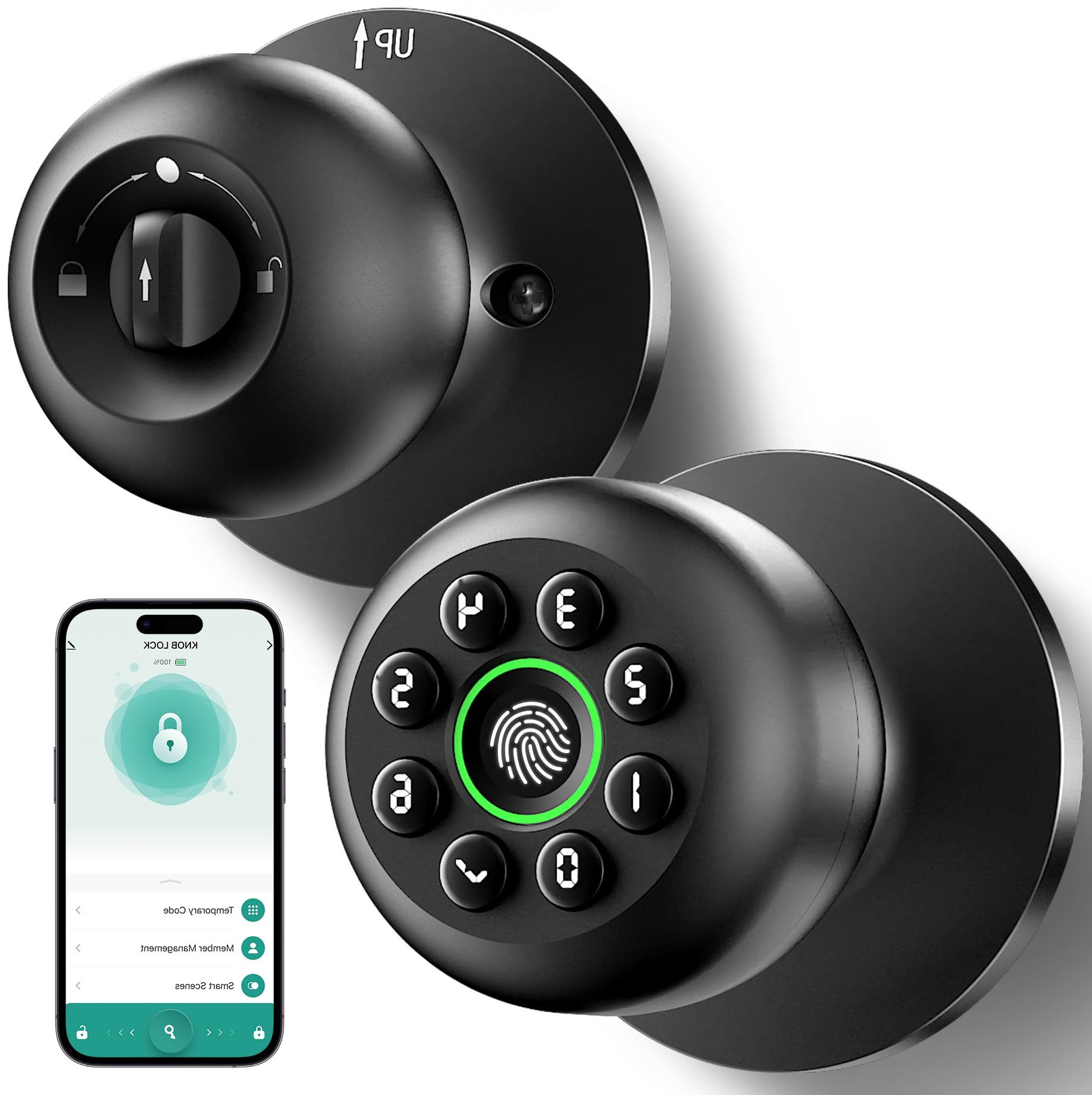 ARMIJU Matte Black Fingerprint Door Lock with Keypad and App Control ...