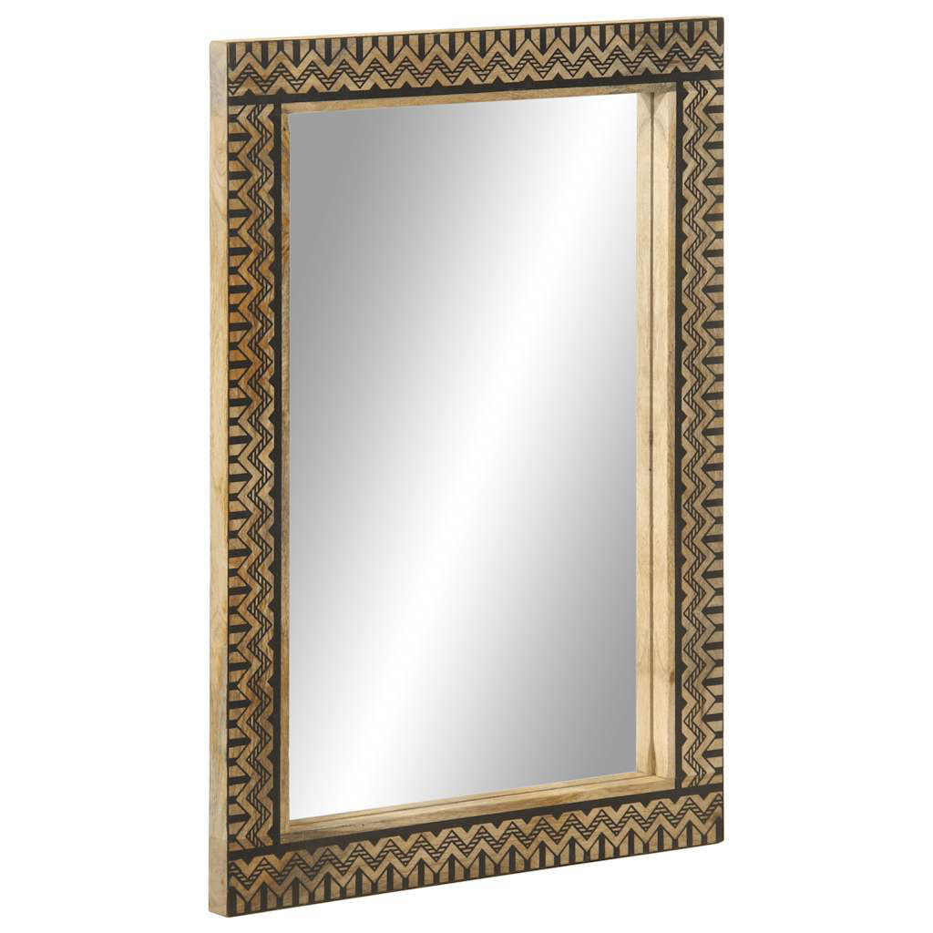 vidaXL Bathroom Mirror Black Solid Mango Wood, Glass 19.7 x 27.6 in ...