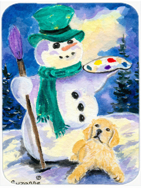 The Holiday Aisle® Niam with Golden Retriever Glass Cutting Board | Wayfair