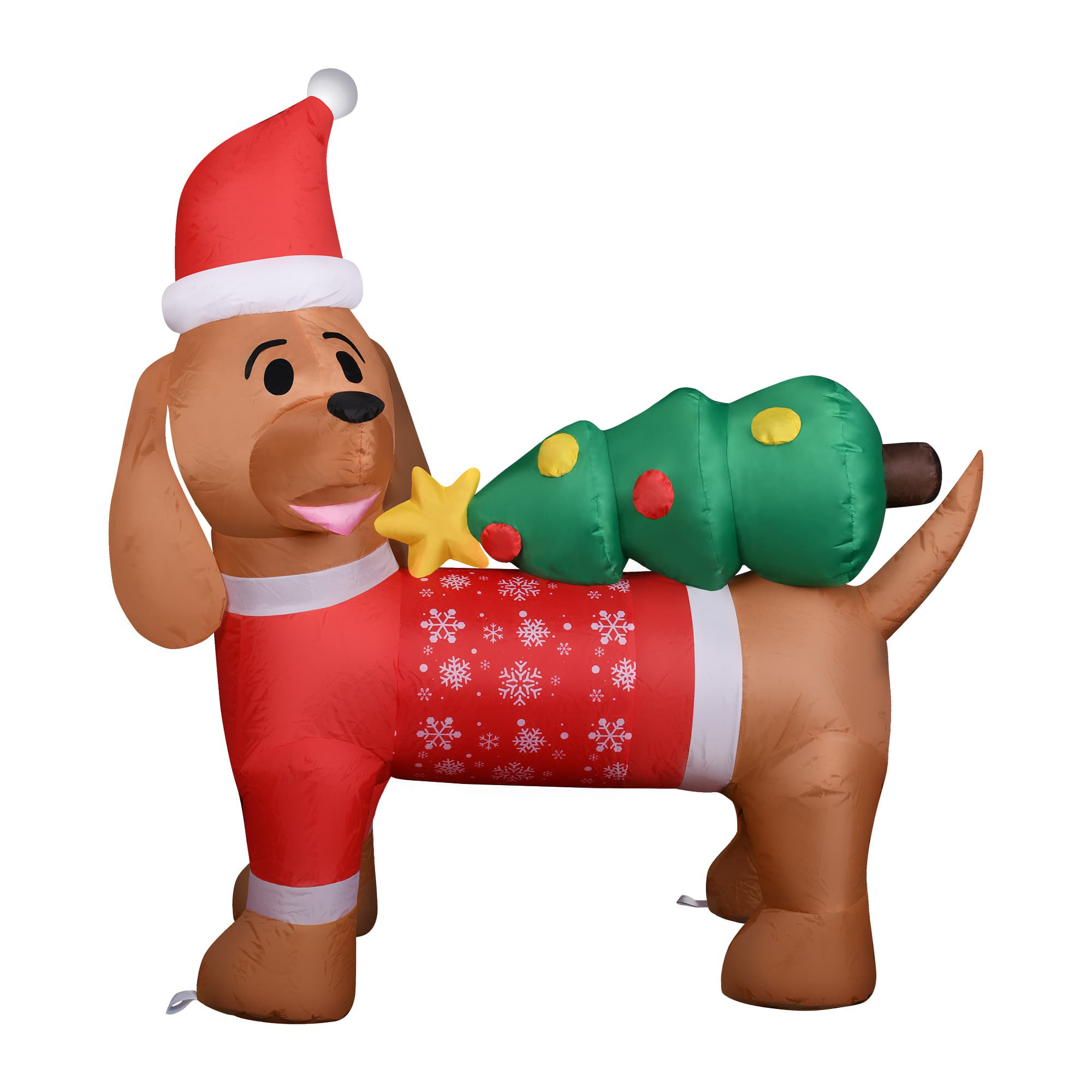 The Holiday Aisle® 4FT Inflatable Santa Dog & Tree with LED lights ...