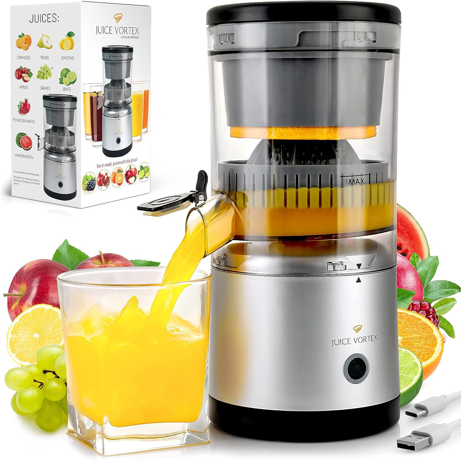 Zulay Kitchen Juice Vortex Portable Juicer Squeezer For Fruits and ...