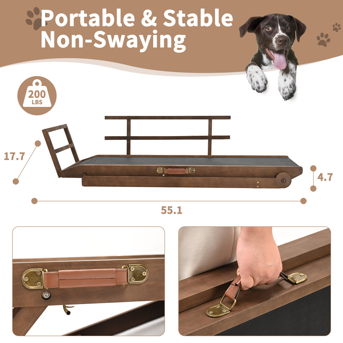 Tucker Murphy Pet™ Adjustable Dog Ramp Wooden Pet Ramp For Dogs & Cats ...