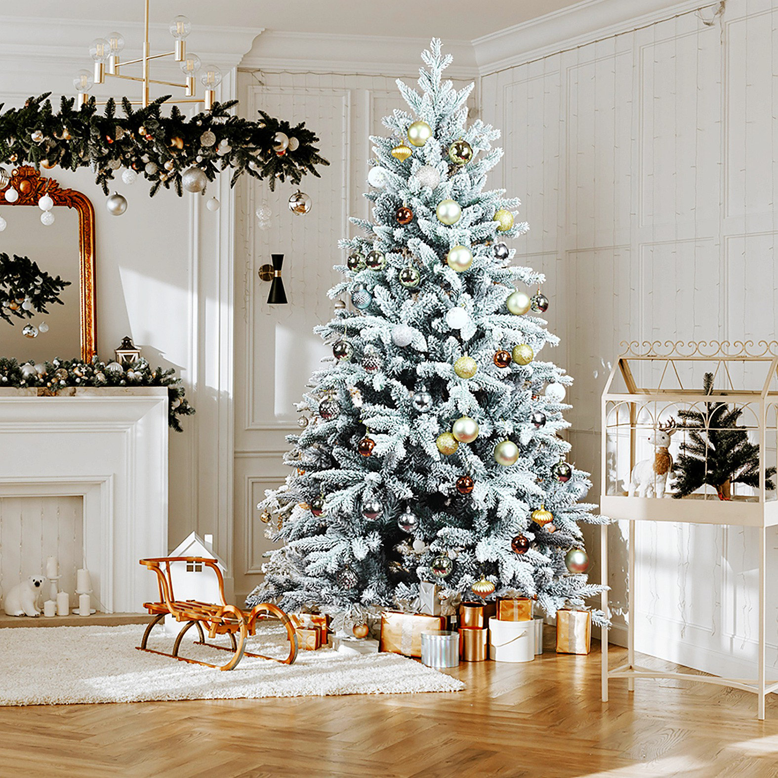 The Holiday Aisle® Flocking Automatic Tree Environmentally Friendly ...