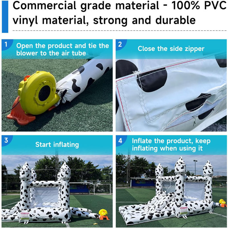 Connsann 13' x 8' PVC Bounce House with Slide and Ball Pit and Air ...