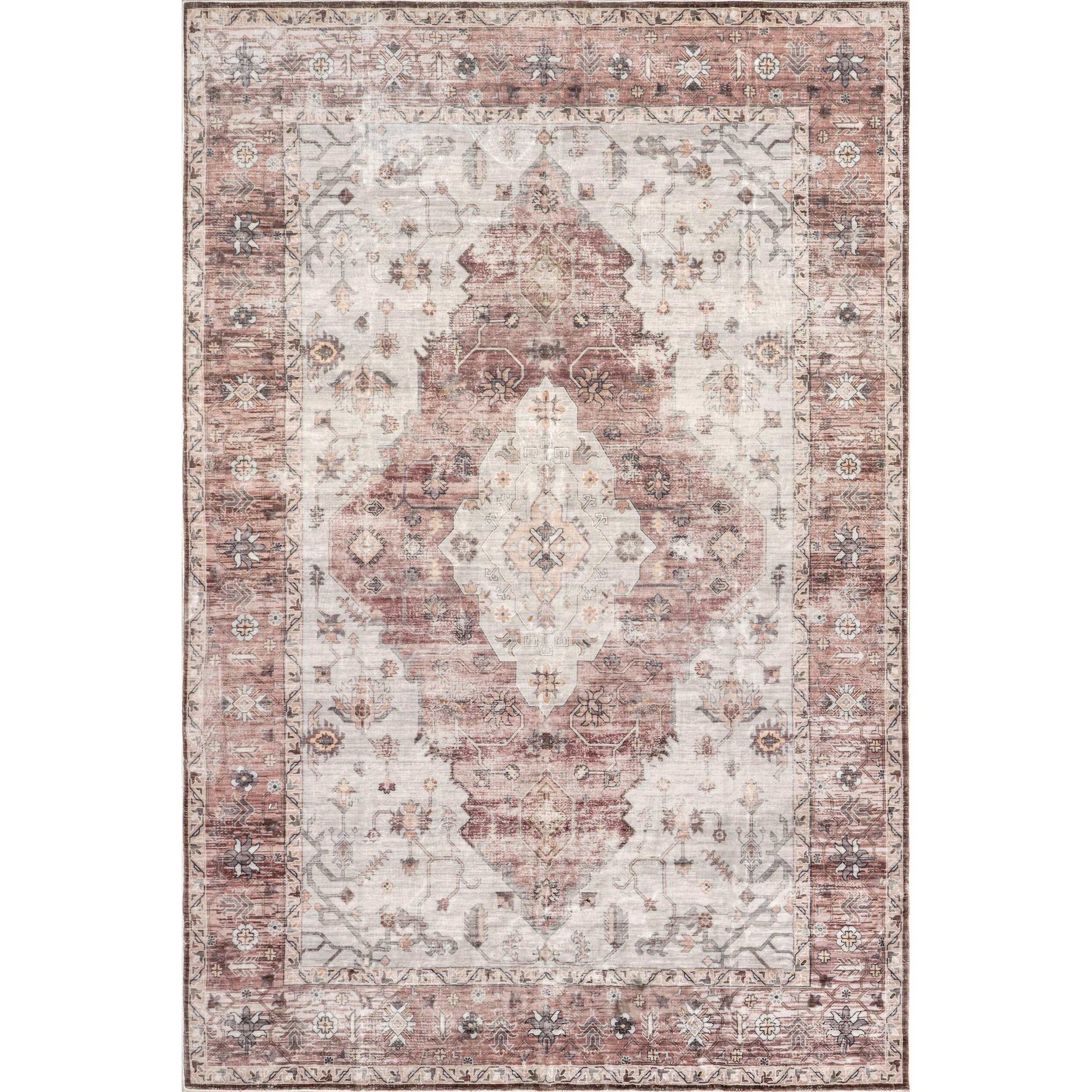 Bungalow Rose April SpinClean Traditional Medallion Machine Washable ...
