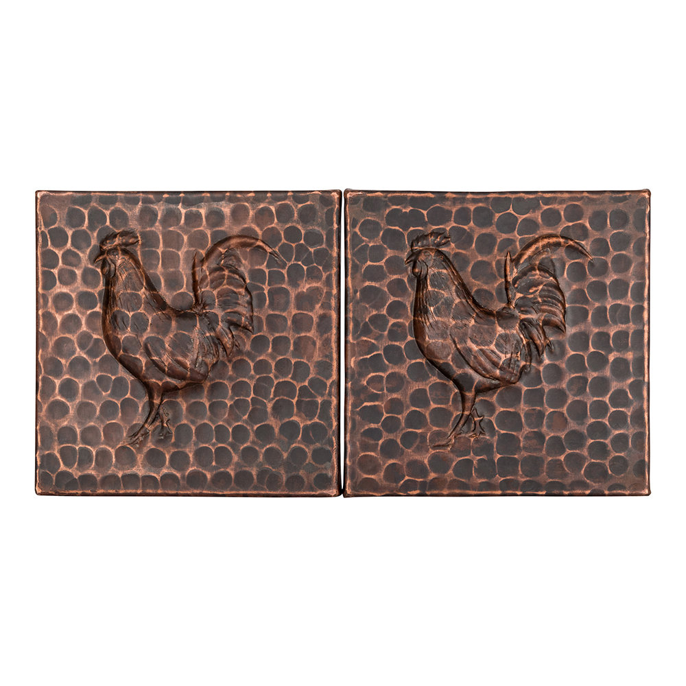 Premier Copper Products 4" x 4" Hammered Copper Rooster Tile | Wayfair