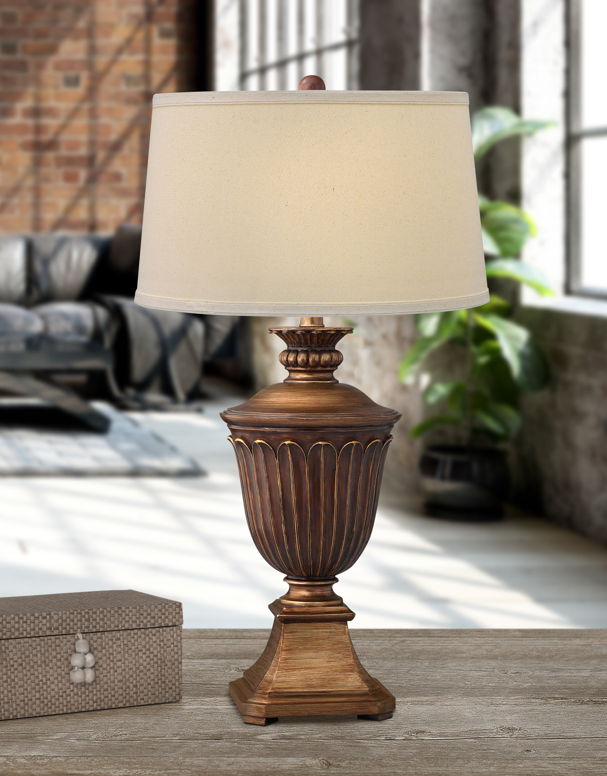 Medallion Lighting Tribute 34 in. Antique Sienna Table Lamp | Wayfair