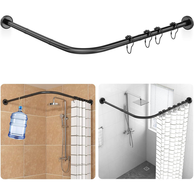 Efirol 47'' L-Shaped Adhesive Shower Curtain Rod | Wayfair