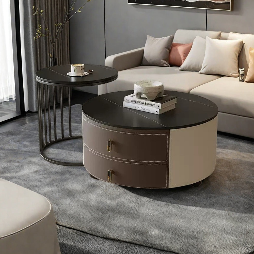 Trentastic Trails Simple Style Round Rock Panel Coffee Table | Wayfair