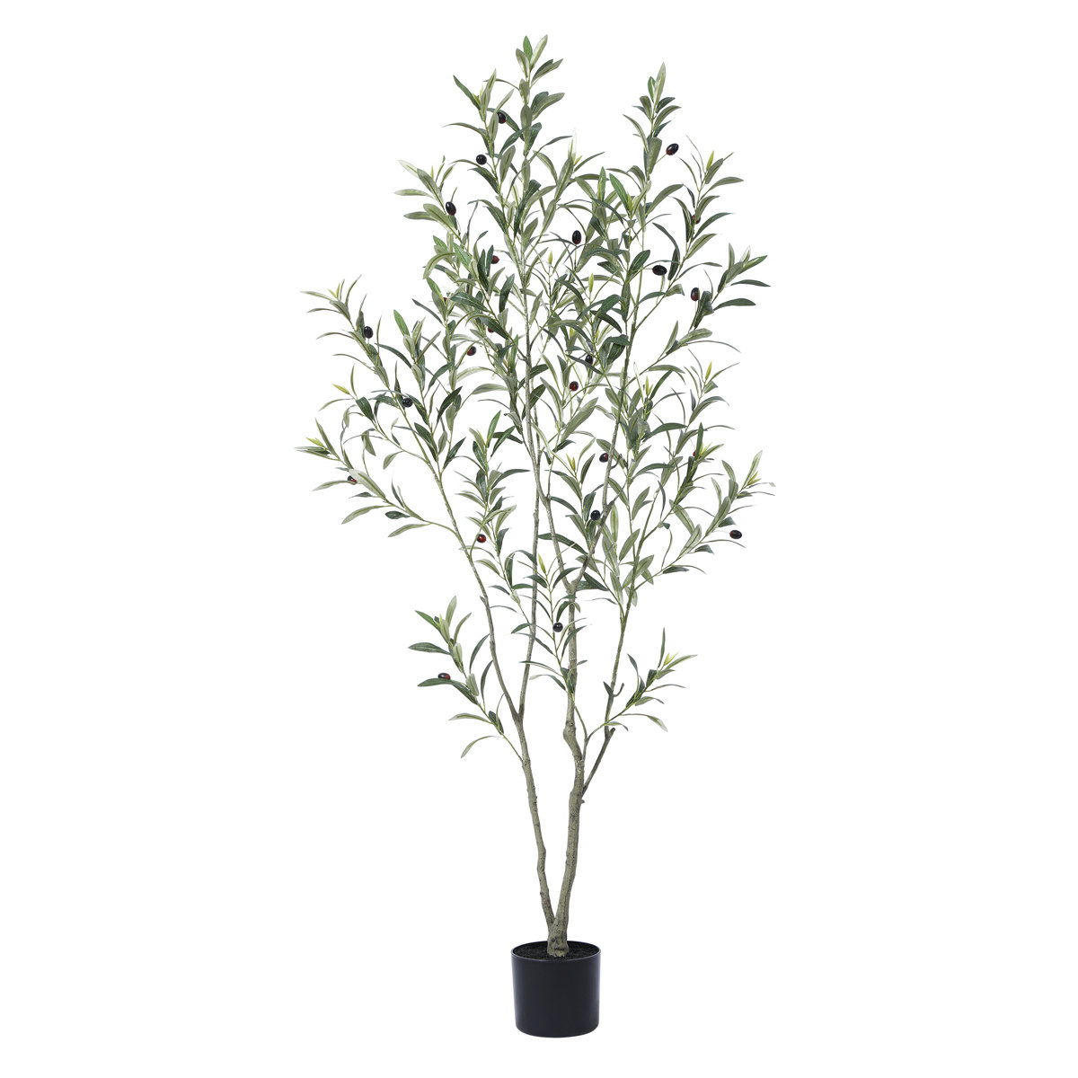 Primrue Adcock Artificial Plastic Olive Tree in Pot, Pre Potted Faux ...