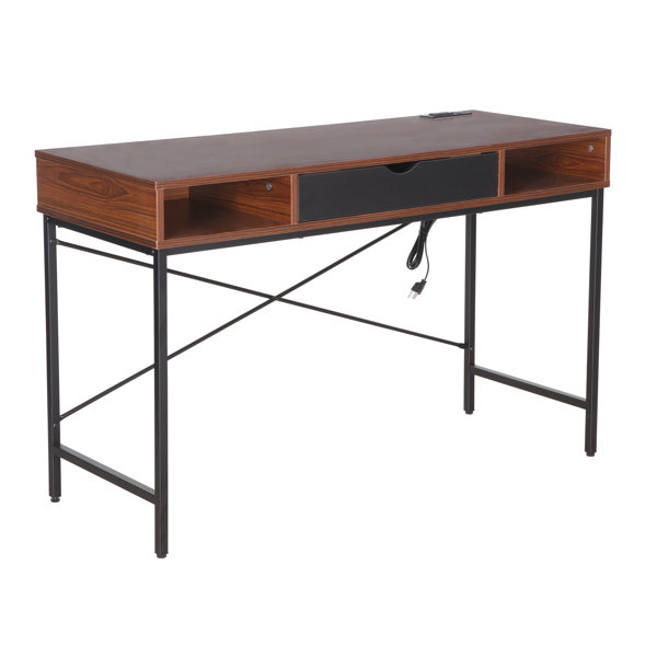 17 Stories Desk with Built-in Outlets - Modern Office Desk with USB ...