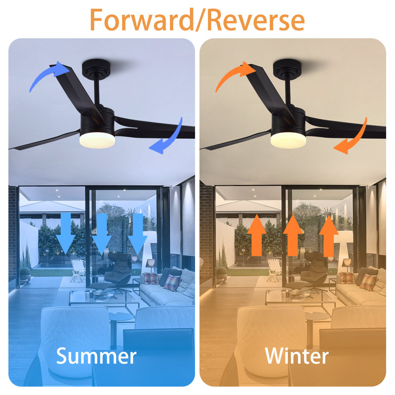 Wrought Studio™ 52 Inch Low Profile Ceiling Fan With Light | Wayfair