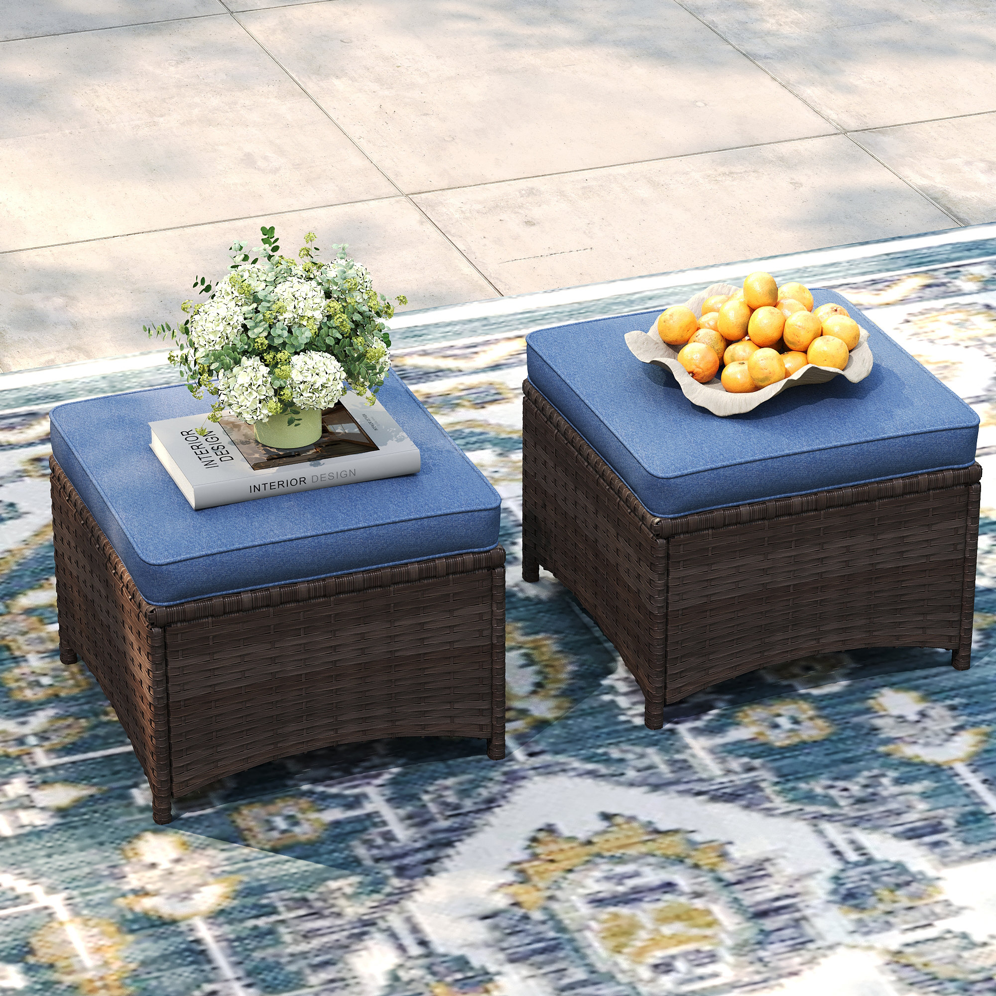Vicllax patio wicker ottoman & Reviews | Wayfair