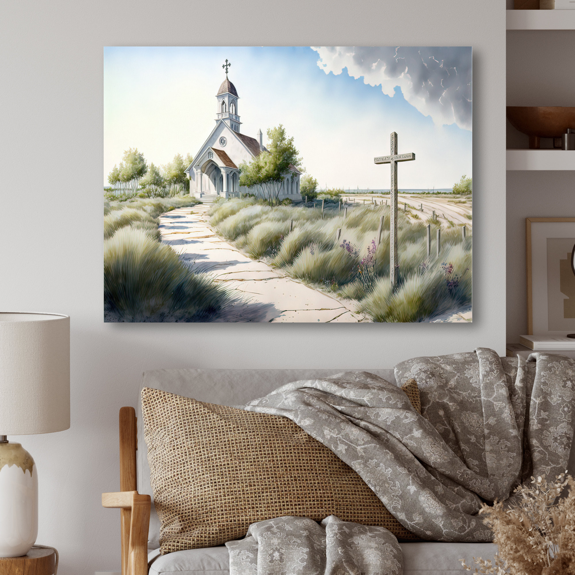 Gracie Oaks Winding Path To Church VI - Spiritual Canvas Wall Art | Wayfair