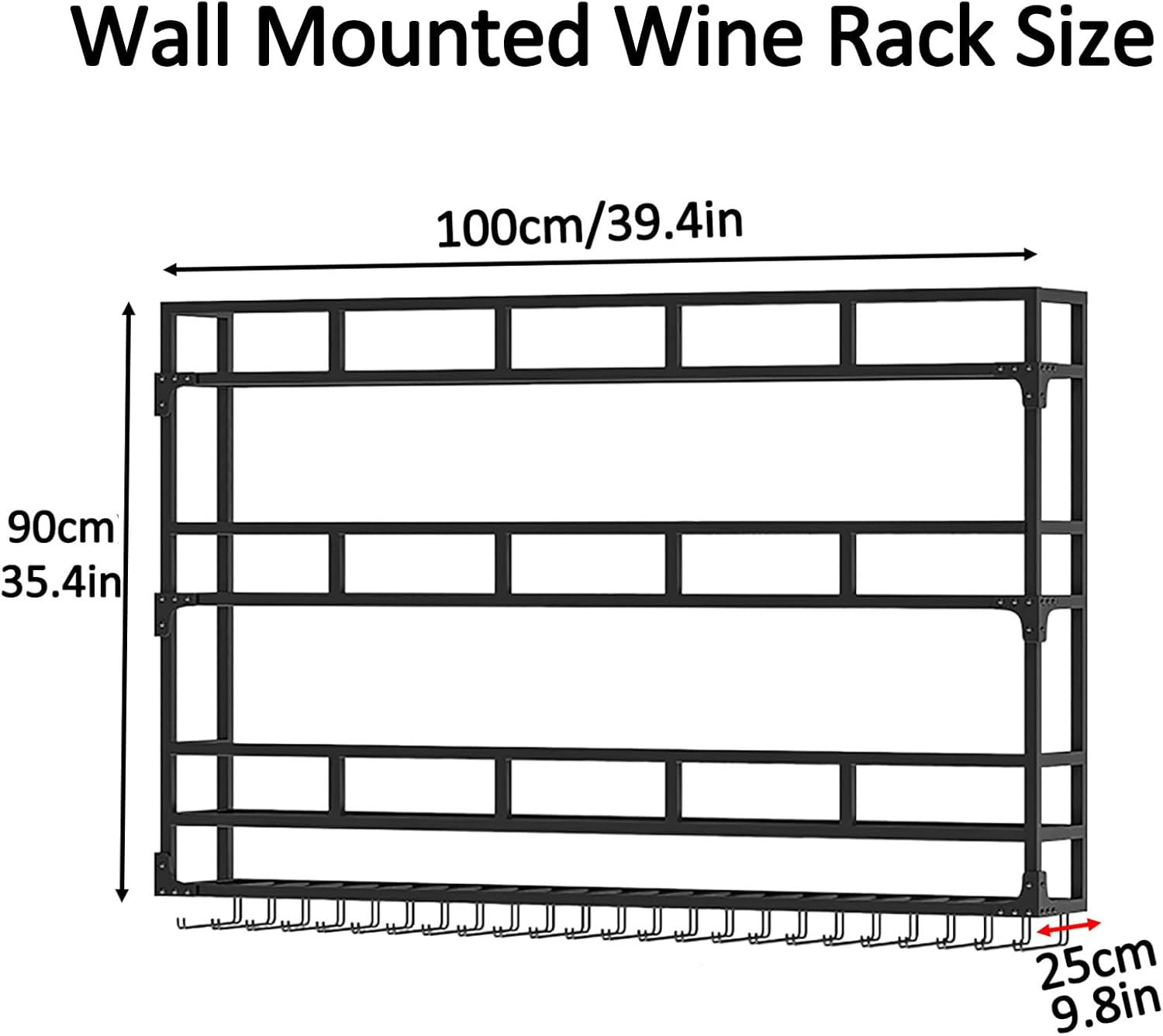 Orren Ellis Wall Mounted Wine Rack, Bar Wine Rack,Black,Metal Modern ...