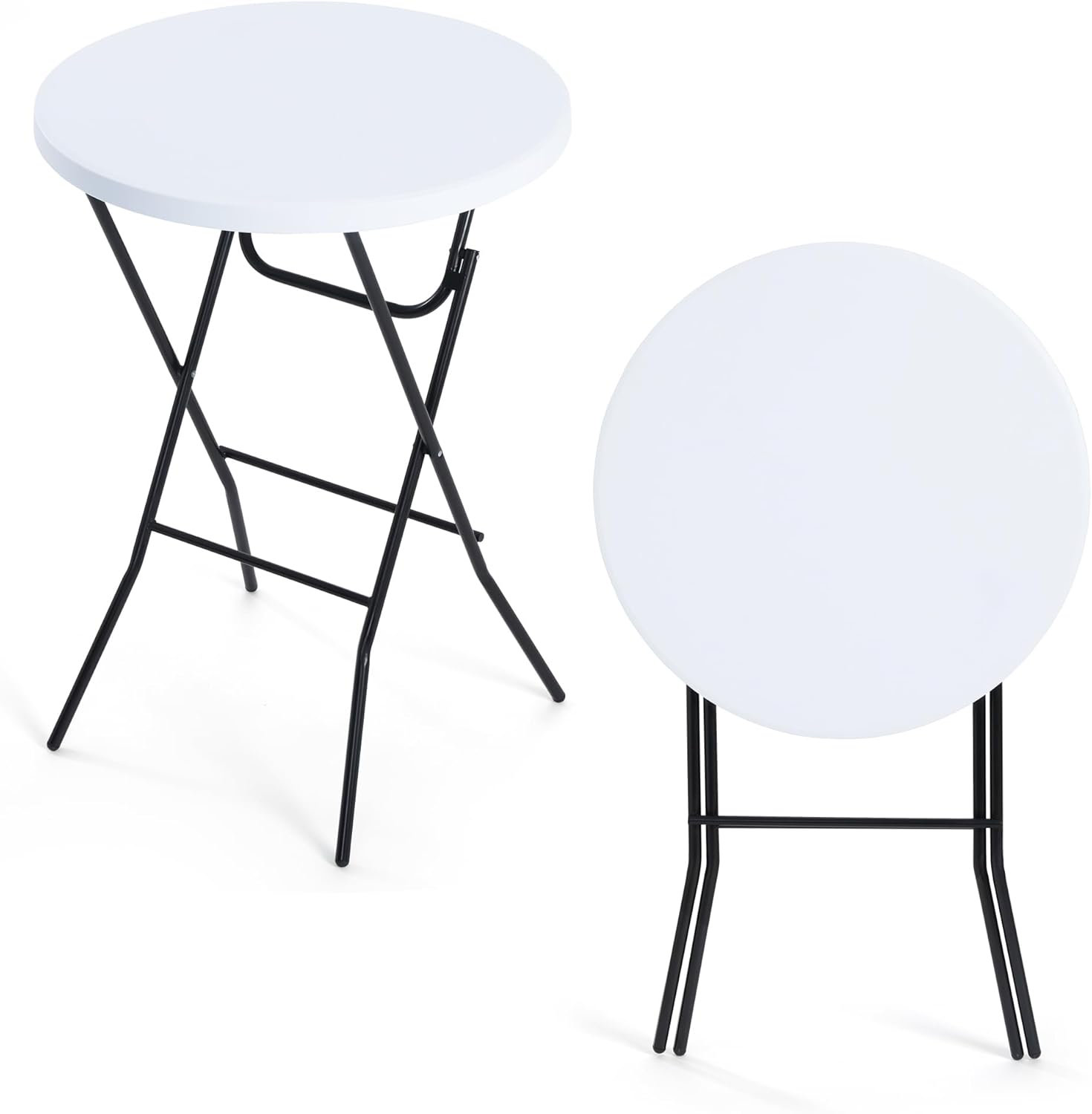 Latitude Run® Portable 32'' Round Folding Table, Indoor Outdoor HDPE ...