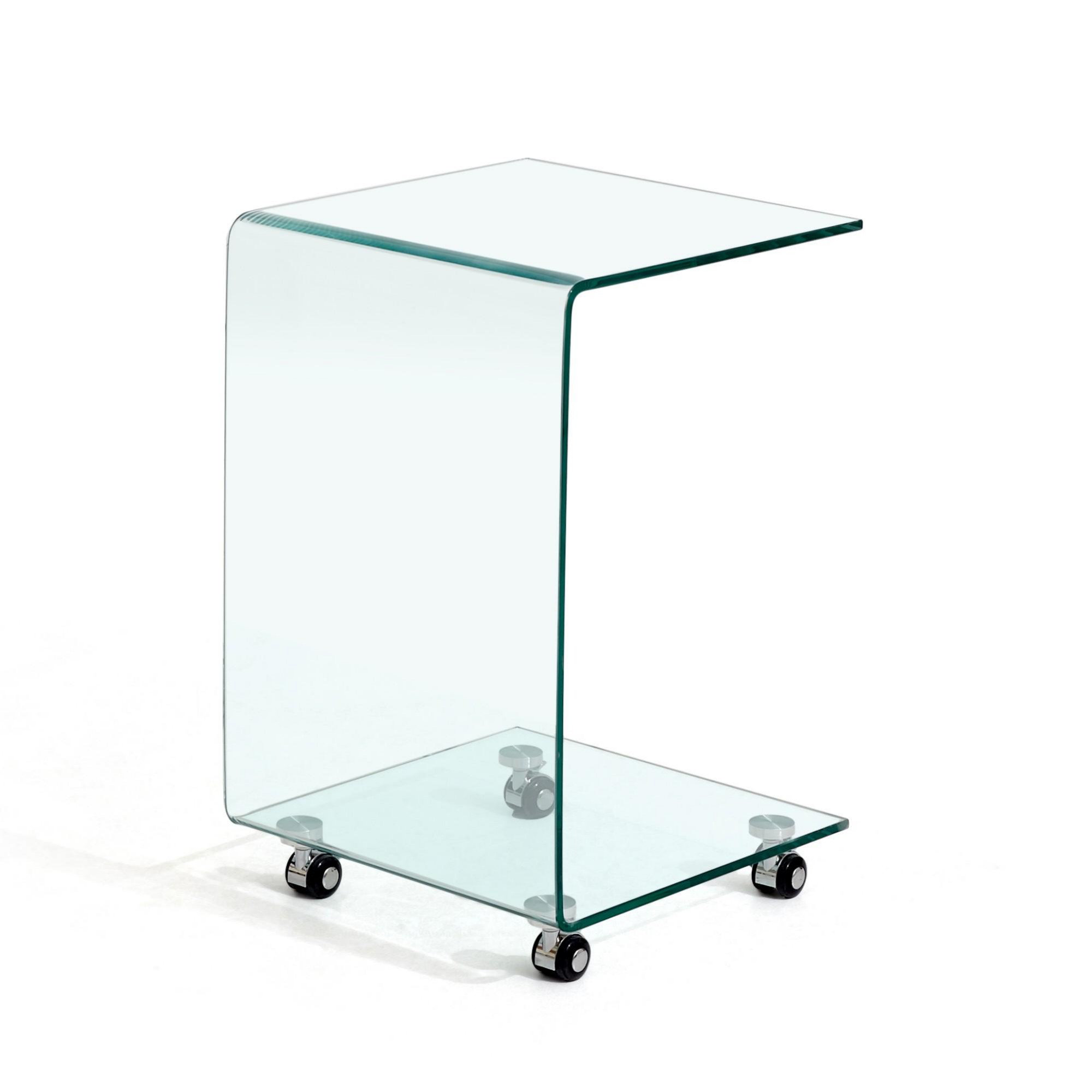 Brayden Studio® C-shaped Clear Glass Side & End Table | Wayfair