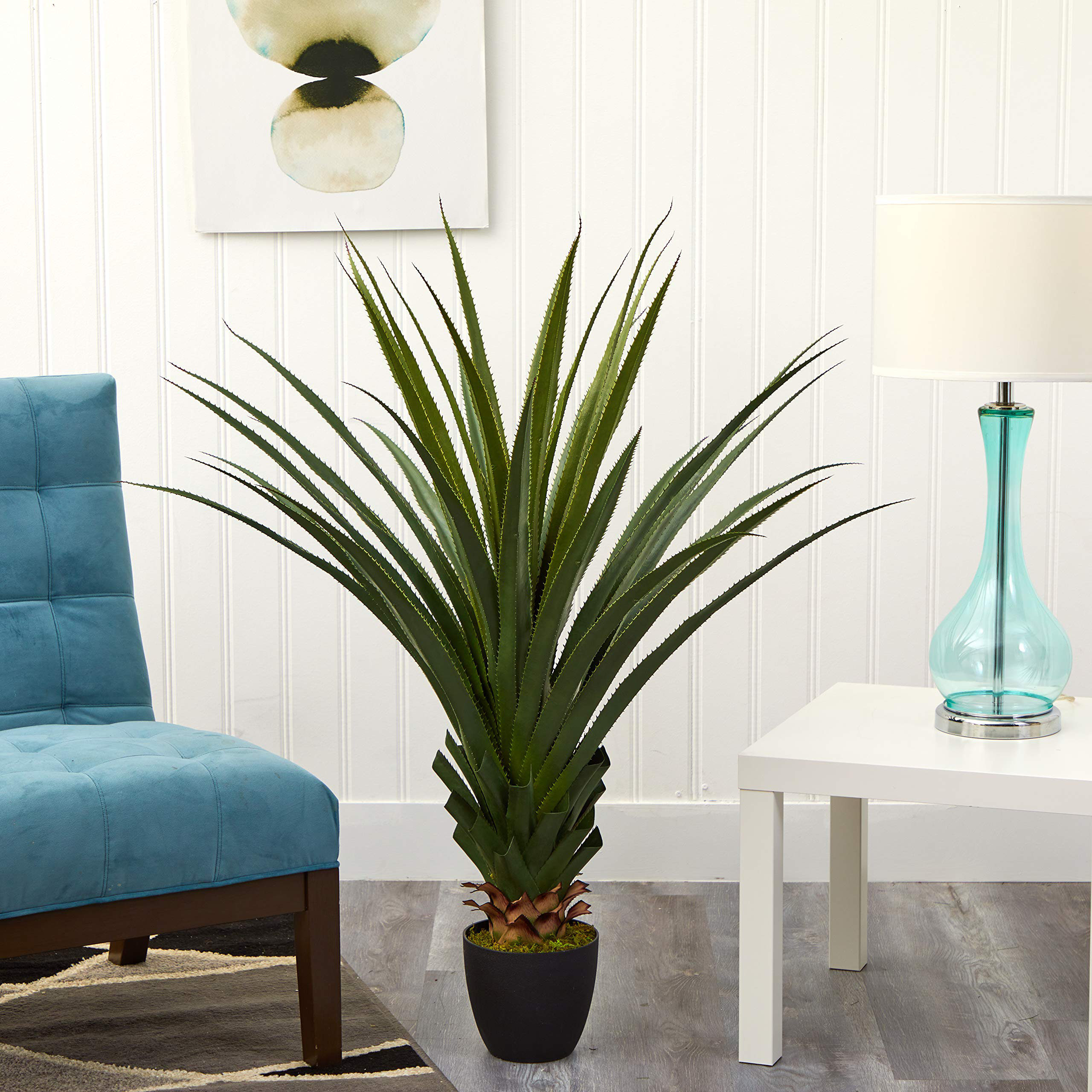 Primrue 4Ft Spiked Agave Plant - Realistic Faux Greenery For Home And ...