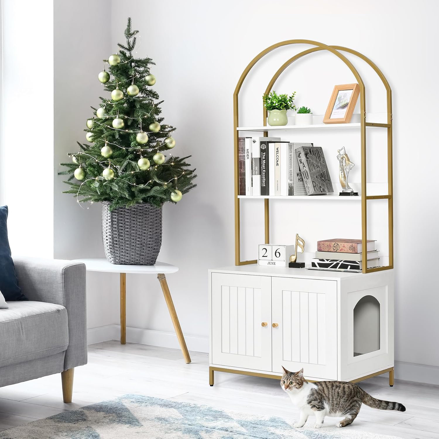 Tucker Murphy Pet™ Litter Box Furniture Hidden with 2-Tier Storage ...