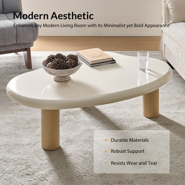 Ivy Bronx Lexis 50.5" Modern High-Gloss Asymmetric Cloud Coffee Table ...