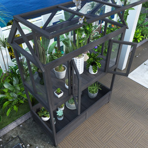 Magic Racks Garden Wood Portable Cold Frame With Movable Wheels Mini ...