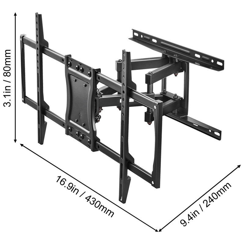 VEVOR Full Motion Tilt and Swivel Wall Mount for 37"-75" Flat Panel TVs ...