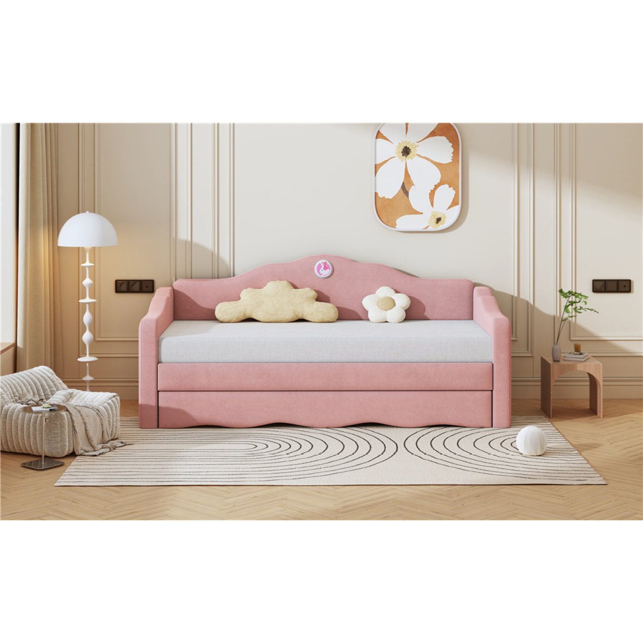 Lark Manor™ Upholstered Daybed With Wave-Shaped Trundle | Wayfair