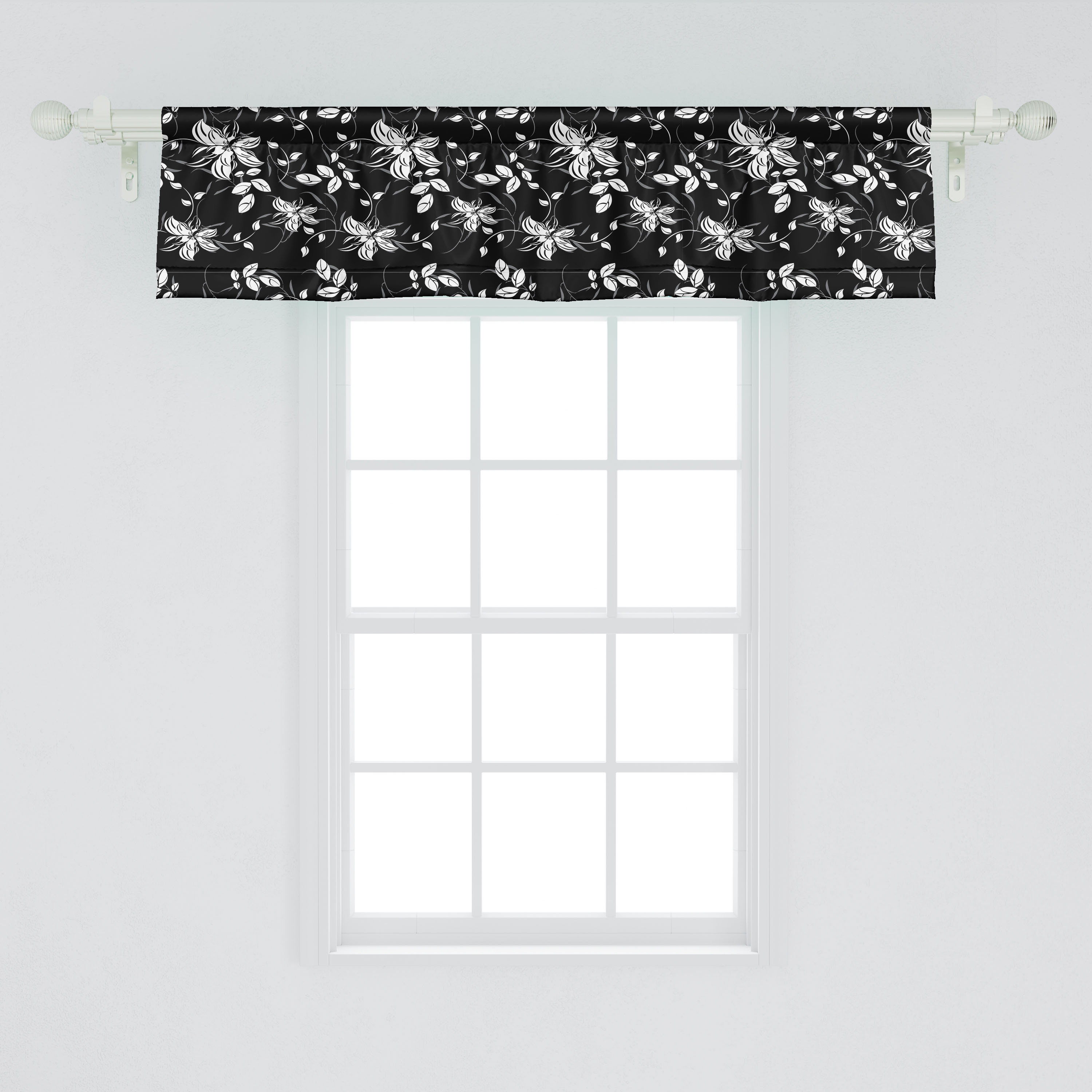 Ambesonne Autumn Valance Pack of 2 Monochrome Nature Leaves 54 ...