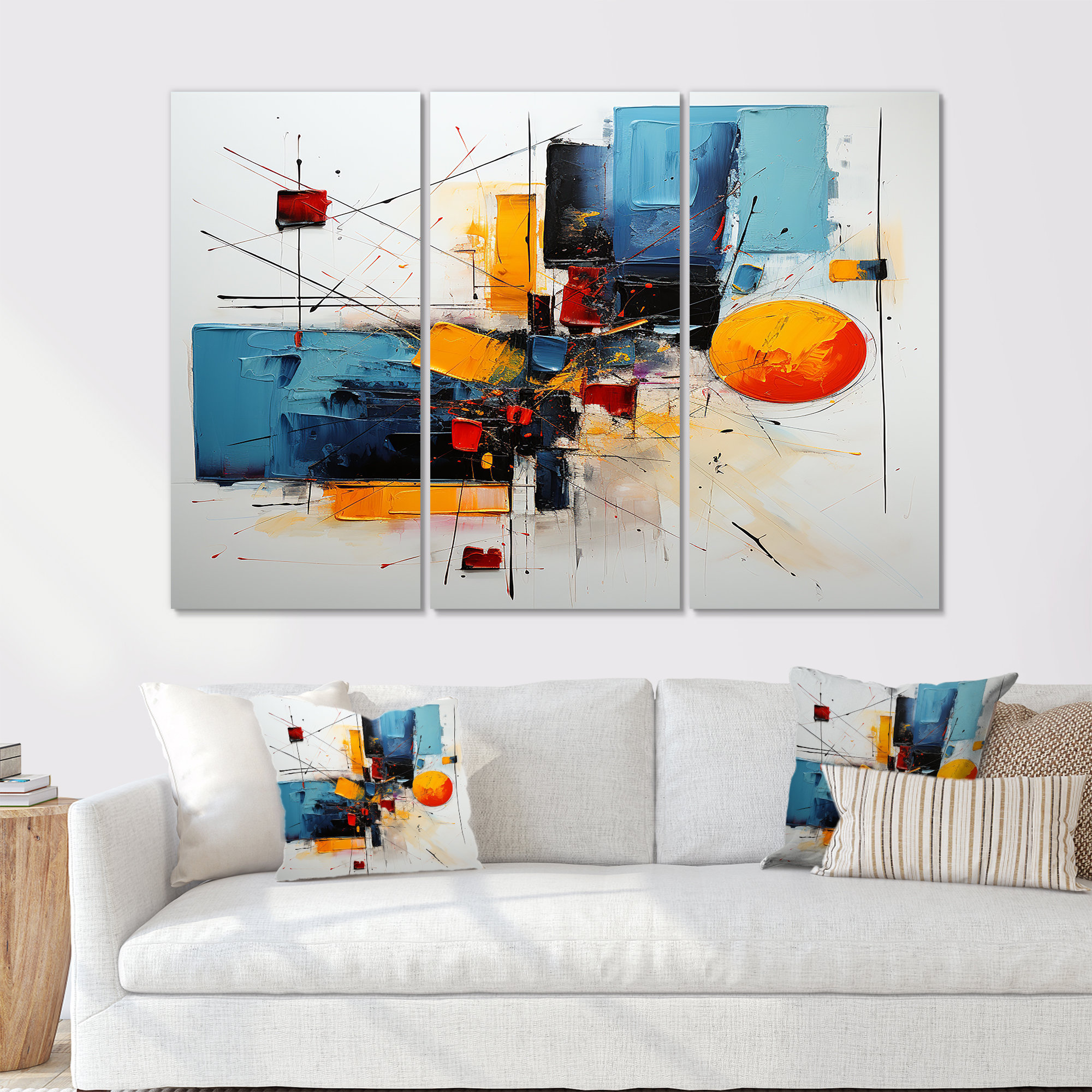 Ivy Bronx Deconstructed Orange Sunset - Abstract Wall Art Decor Set ...